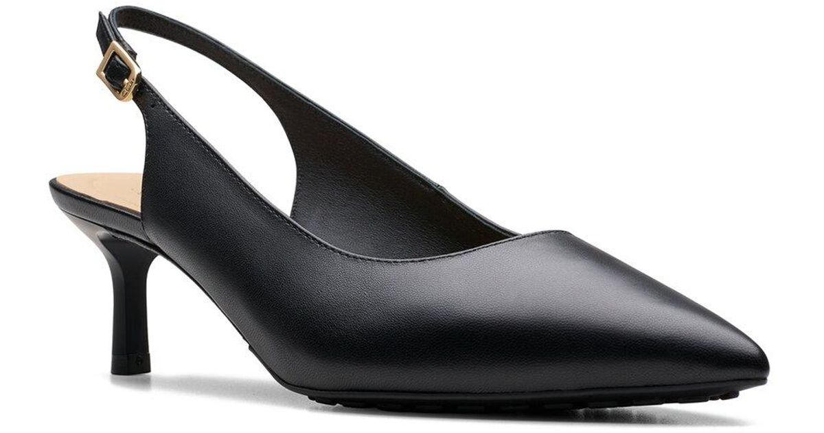 Clarks Adela Leather Slingback Pump in Black | Lyst