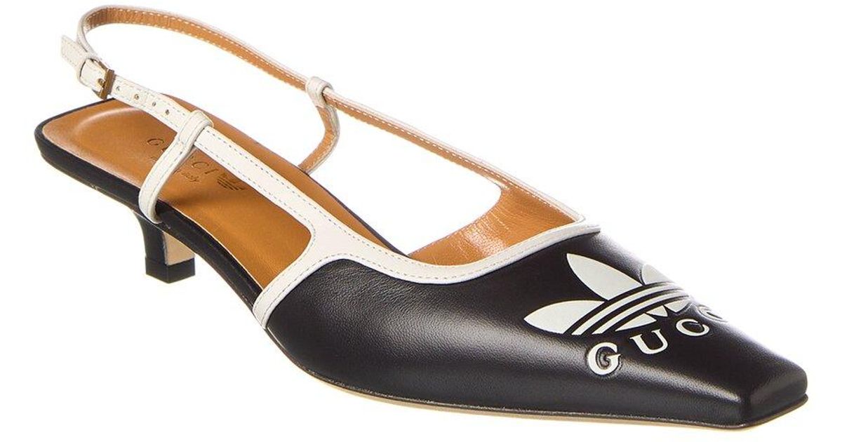 Gucci X Adidas Logo Leather Slingback Pump in Metallic | Lyst Australia