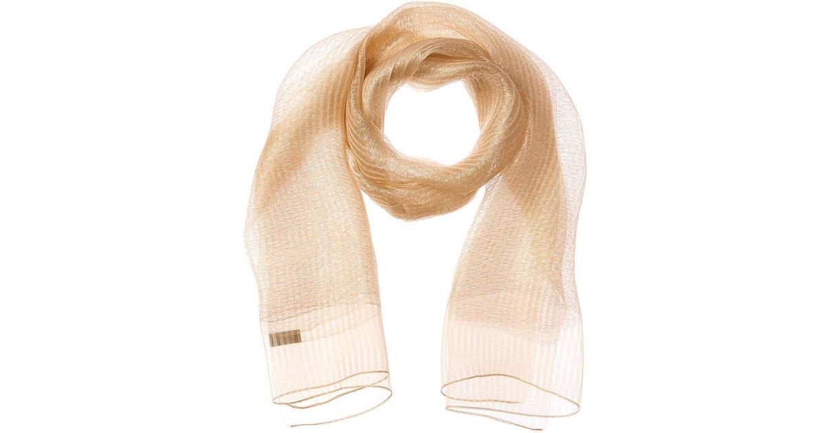 Saachi Striped Sparkle Sheer Silk Wrap in Natural | Lyst