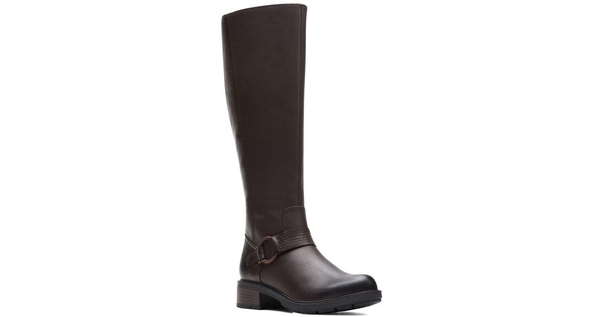 Clarks Hearth Rae Ws Leather Knee-High Boot in Brown | Lyst UK