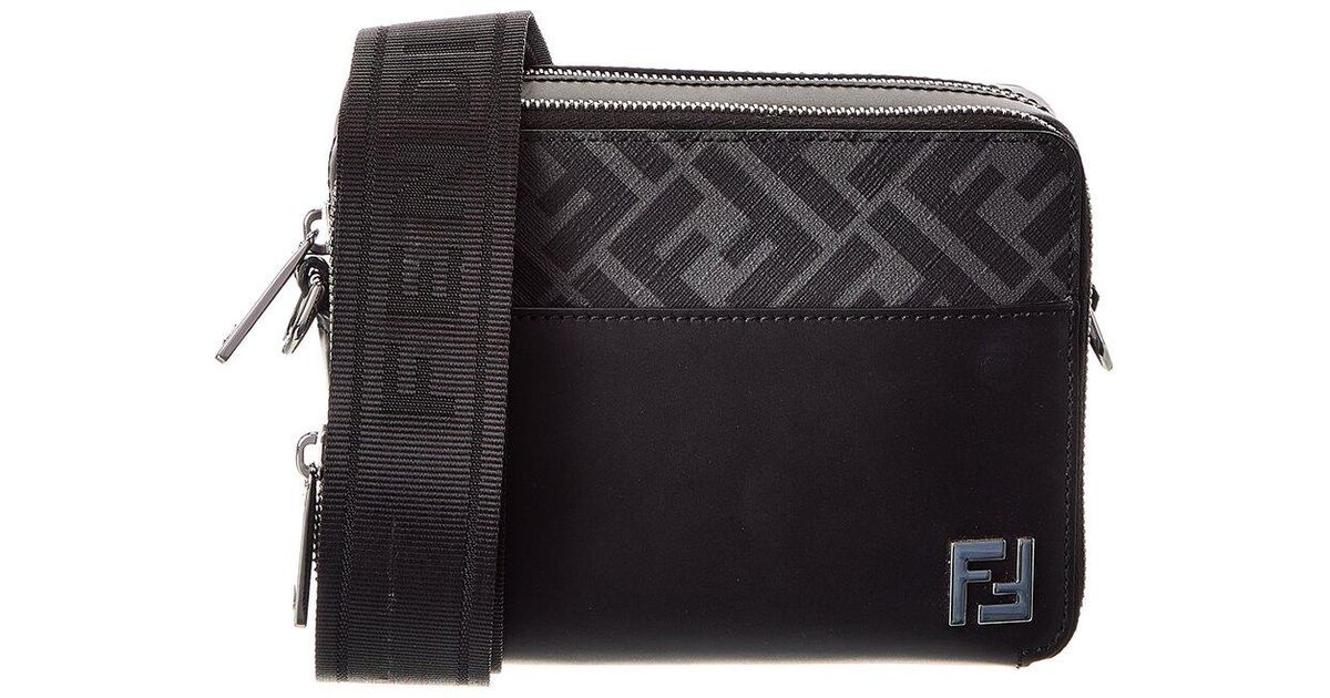 Fendi Squared Ff & Leather Camera Case Organizer in Black | Lyst