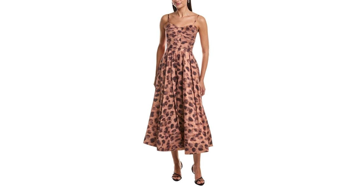 MILLY Queen Leopard Printed Bustier Dress in Brown | Lyst