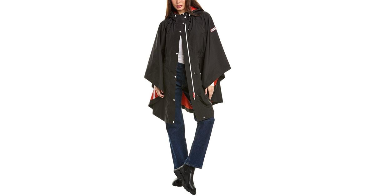 HUNTER Rose Rain Bonded Cape in Black | Lyst