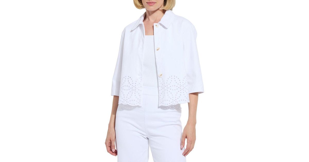 Lyssé Gem Eyelet Embroidered Jacket in White | Lyst UK