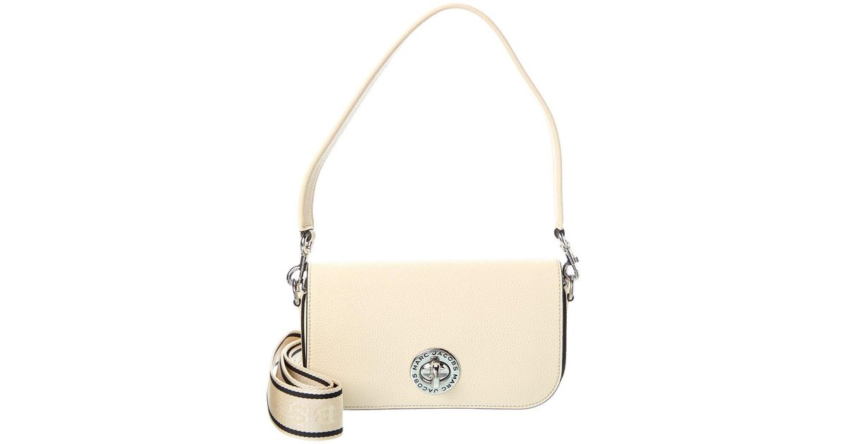 Marc Jacobs Signet Turnlock Leather Shoulder Bag in Natural | Lyst