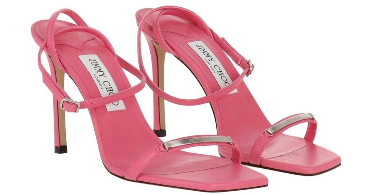 Jimmy Choo Jaxon 95 Leather Sandal in Pink | Lyst