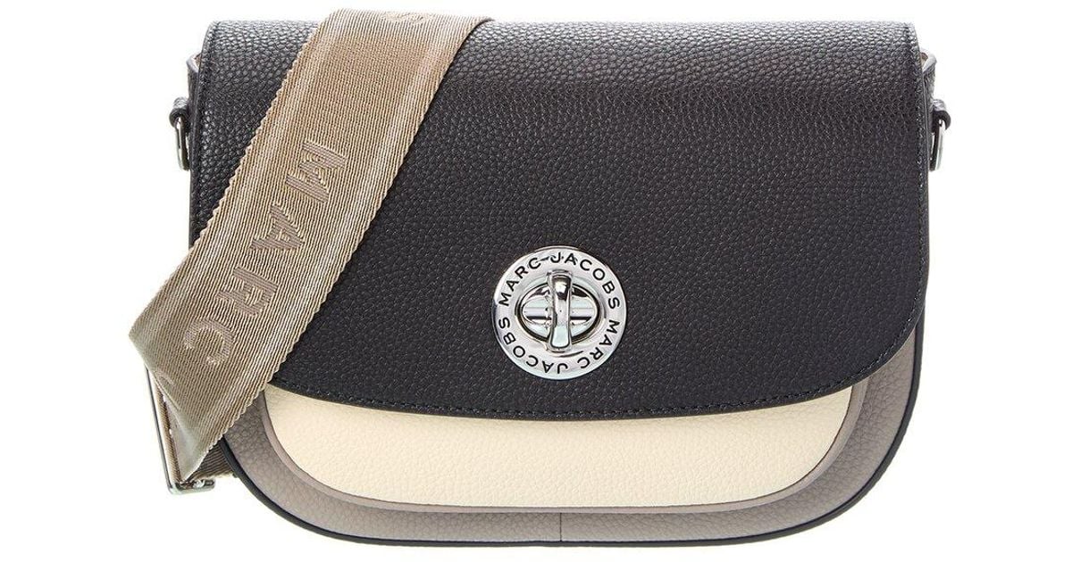 Marc Jacobs Cb Signet Turnlock Leather Saddle Bag in Black | Lyst UK