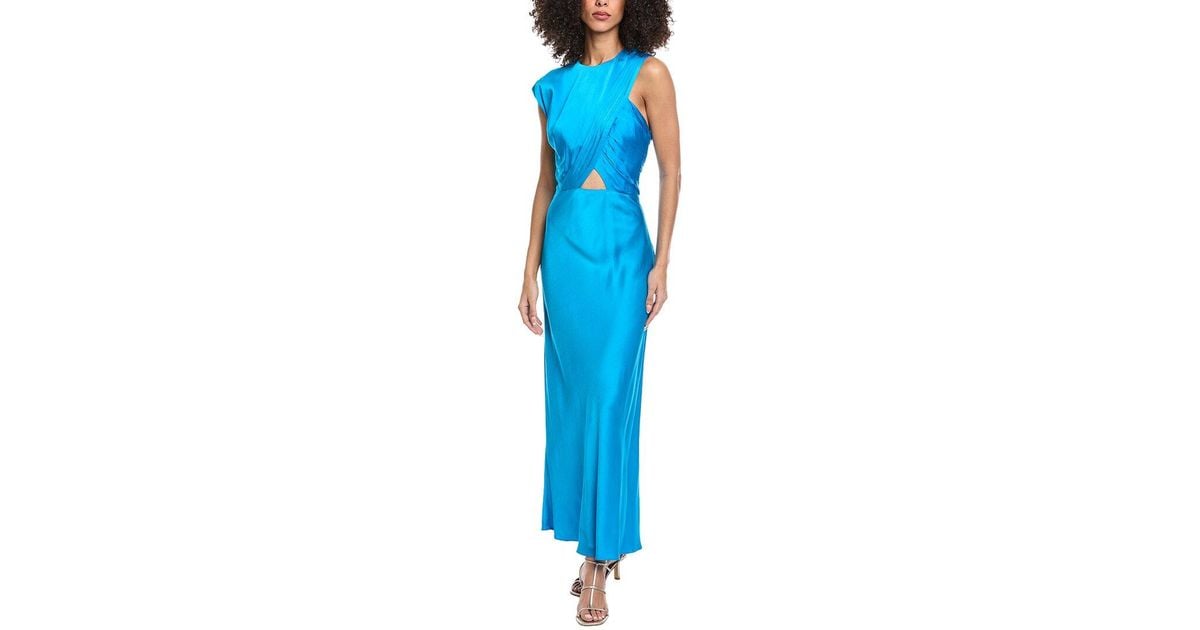 Sandro Silk-Blend Maxi Dress in Blue | Lyst UK
