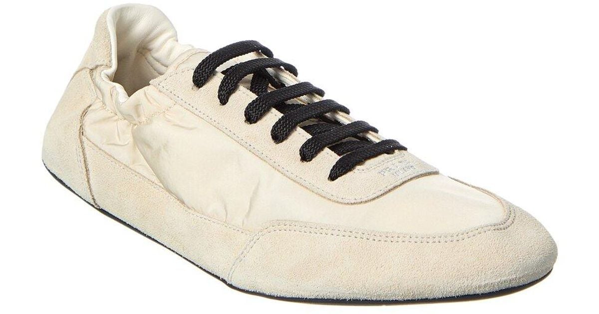 Prada Collapse Re-Nylon & Suede Sneaker in White | Lyst