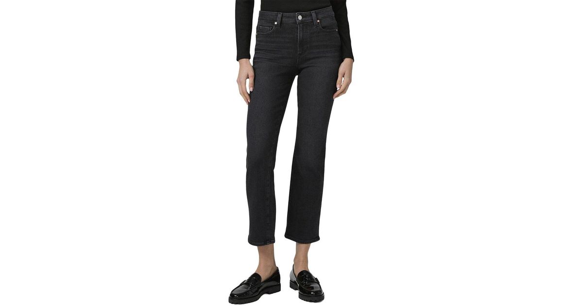 PAIGE Cindy Slim Straight Jean in Black | Lyst UK