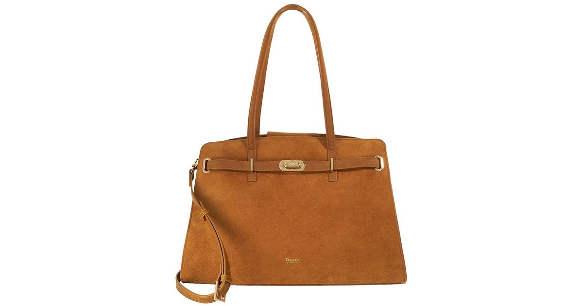 Dune Define Suede Tote in Brown | Lyst UK
