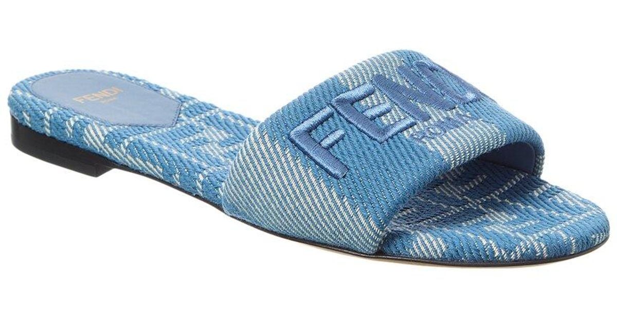 Fendi Signature Jacquard Sandal in Blue | Lyst