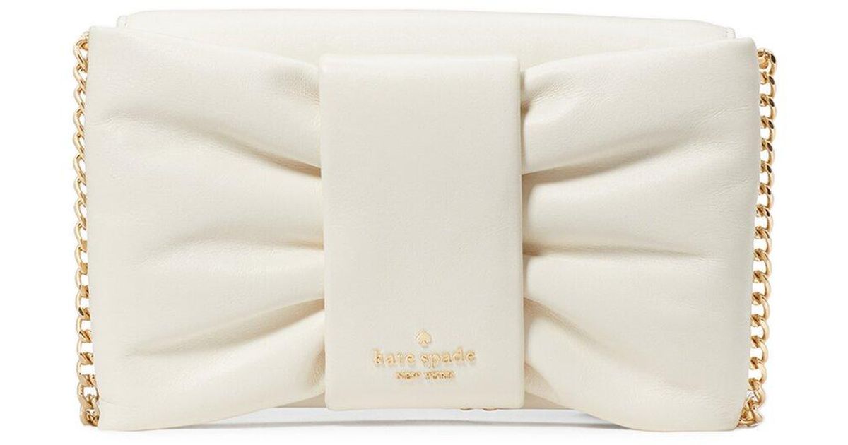 Kate Spade Millie Bow Flap Leather Crossbody in Natural | Lyst