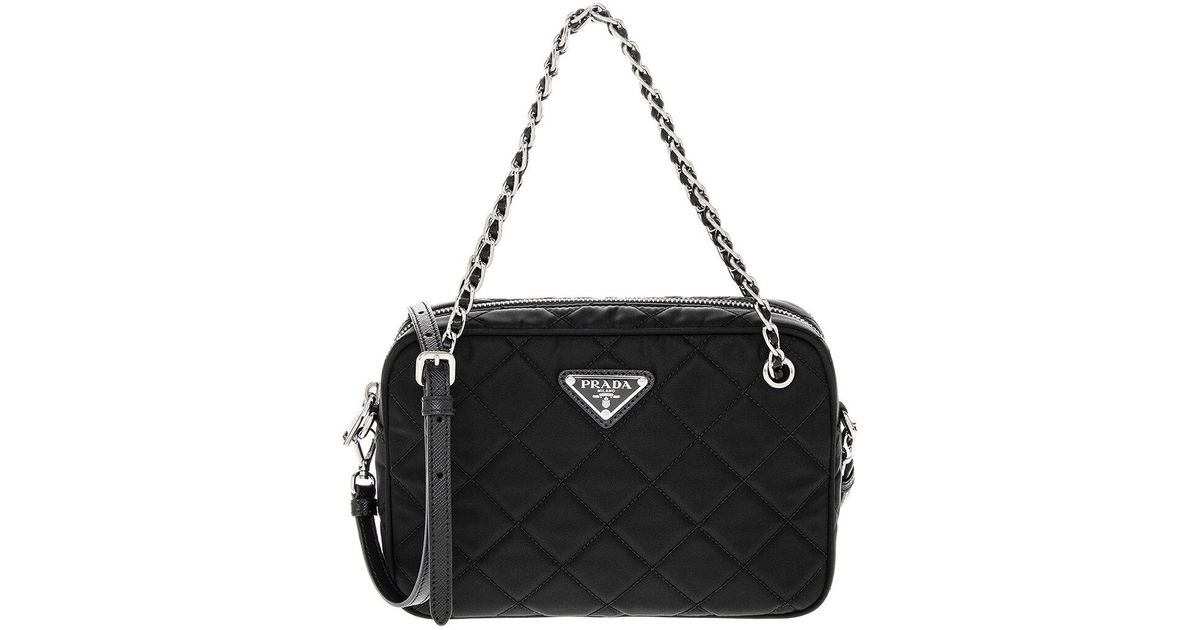 Prada Bandoliera Nylon Shoulder Bag in Black | Lyst