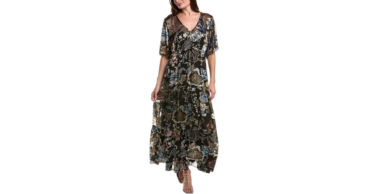Johnny Was Melina Silk-Blend Maxi Dress in Black | Lyst UK