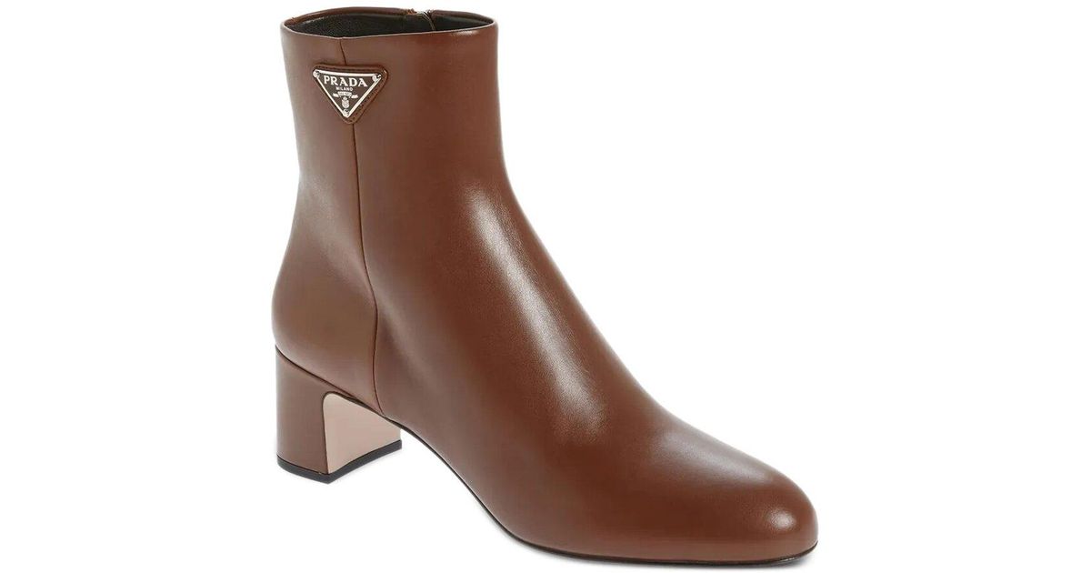 Prada Leather Boot in Brown | Lyst UK