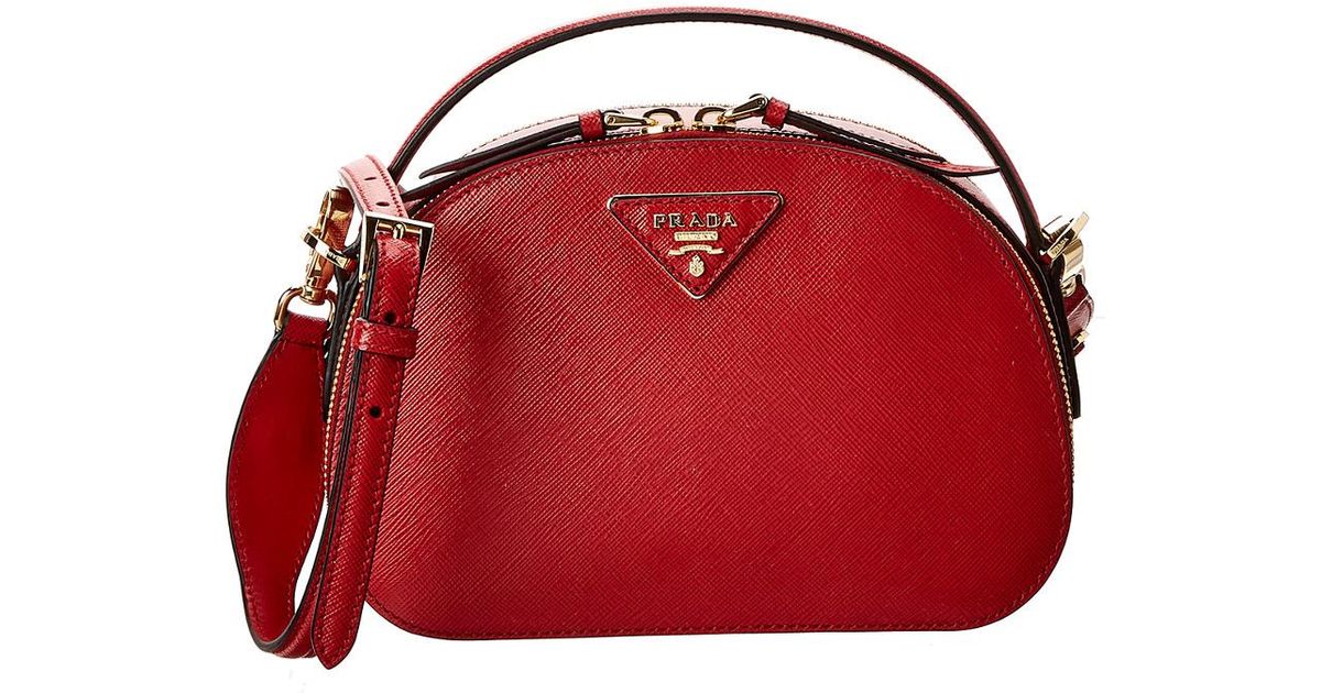 Prada Odette Saffiano Leather Crossbody in Red | Lyst