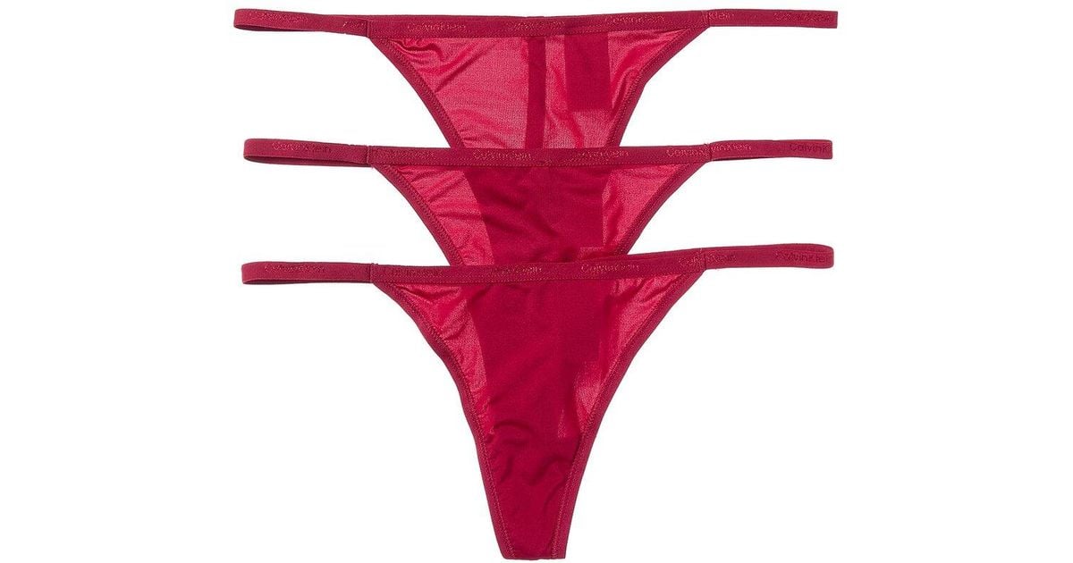 Calvin Klein 3pk Ideal Micro String Thong in Red | Lyst UK