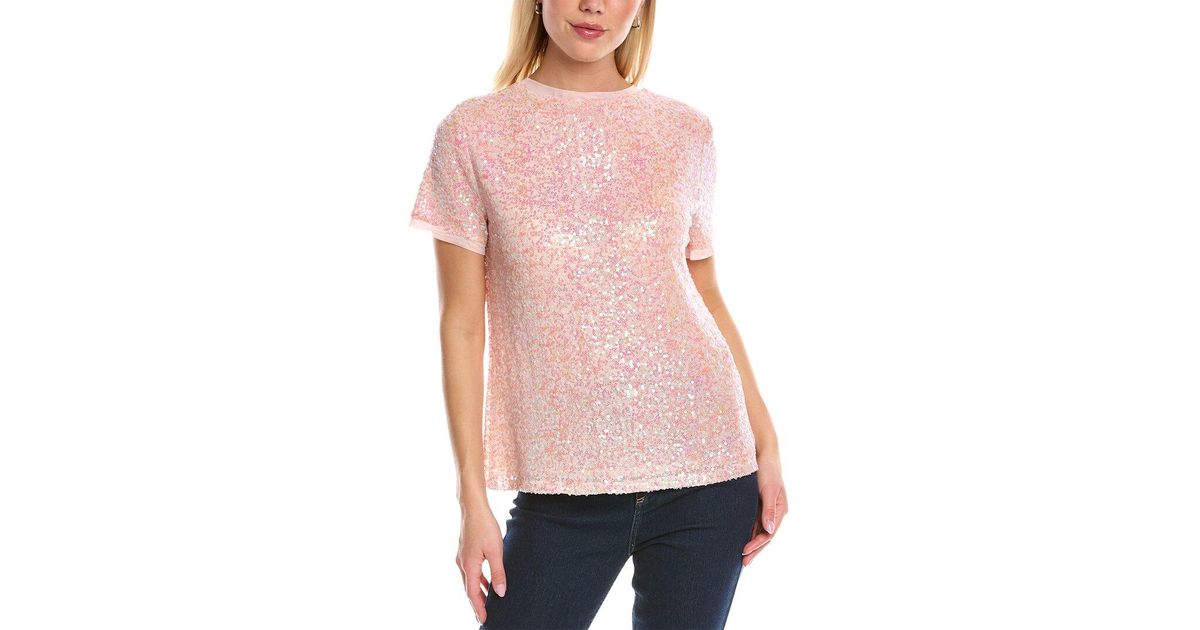 Anne Klein Sequin Mesh Top in Pink | Lyst Anne Klein Sequin Mesh Top in Pink | Lyst