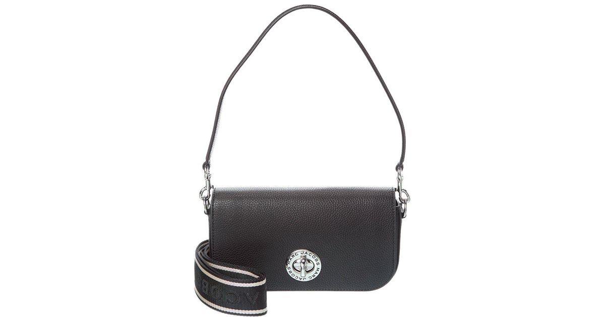 Marc Jacobs Signet Turnlock Leather Shoulder Bag in Black | Lyst