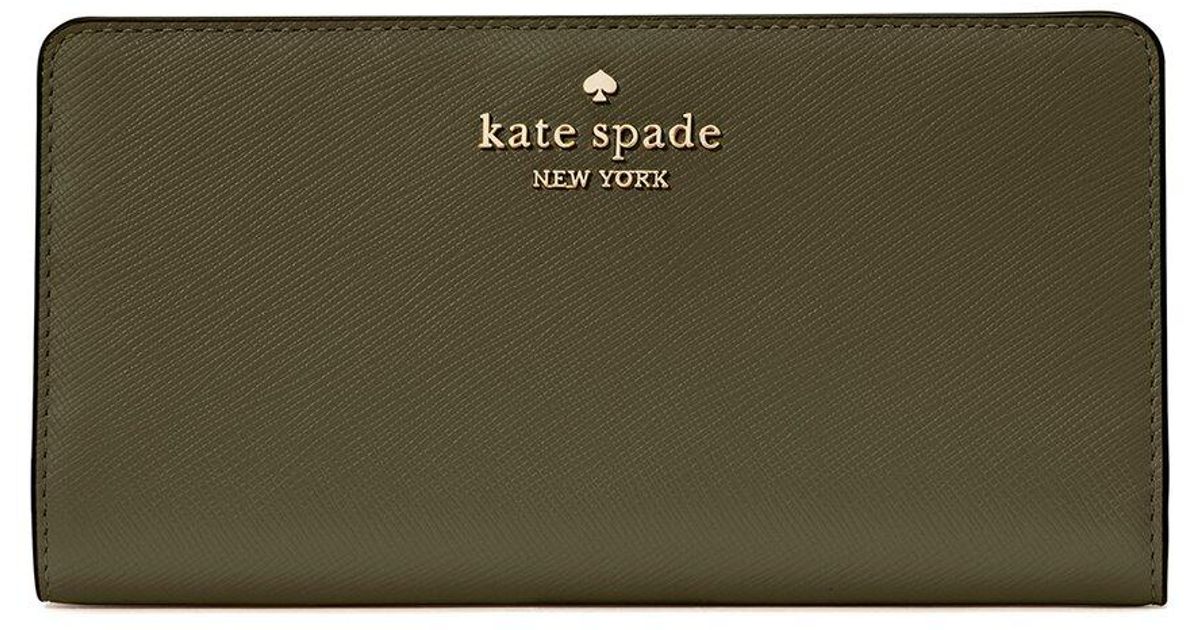 Kate Spade Madison Large Saffiano Leather Slim Bifold Wallet in Green ...