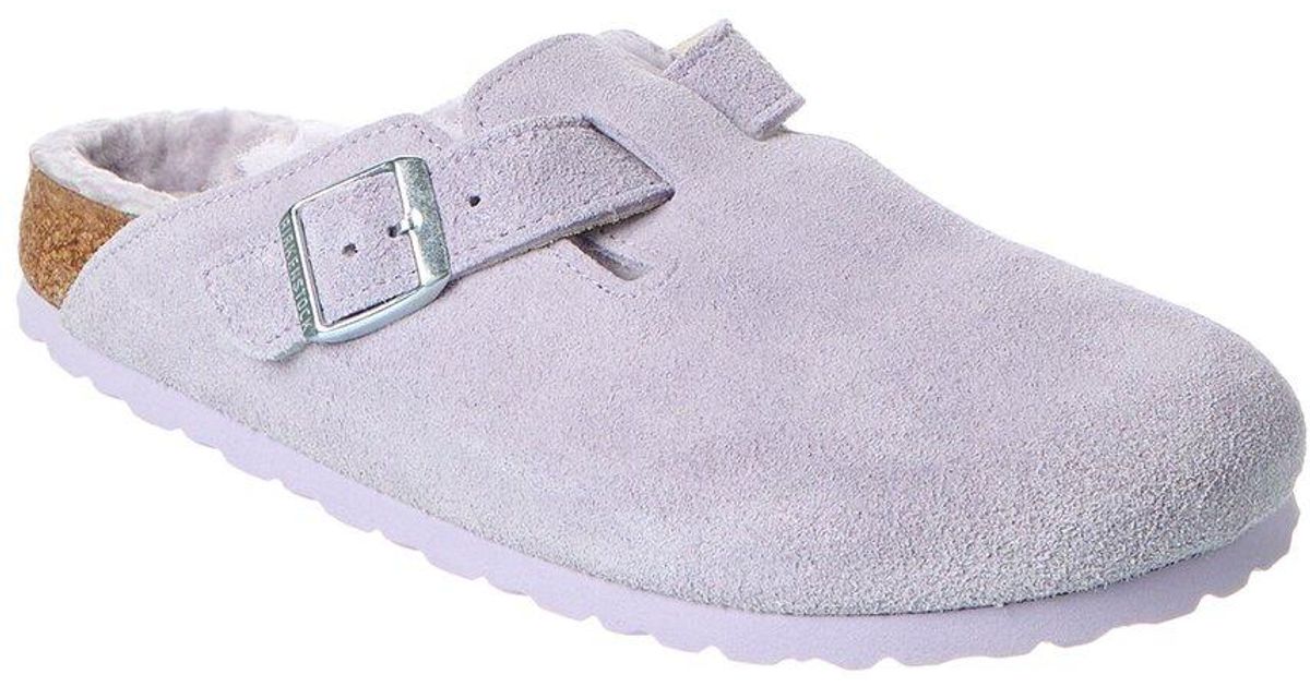 Birkenstock Boston Vl Narrow Suede & Shearling Clog in Purple | Lyst