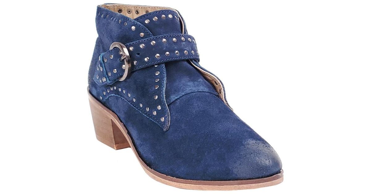 Rebel Margaux Suede Bootie in Blue | Lyst UK