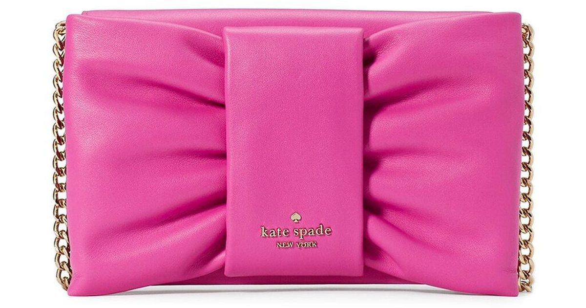 Kate Spade Millie Bow Flap Leather Crossbody in Pink | Lyst