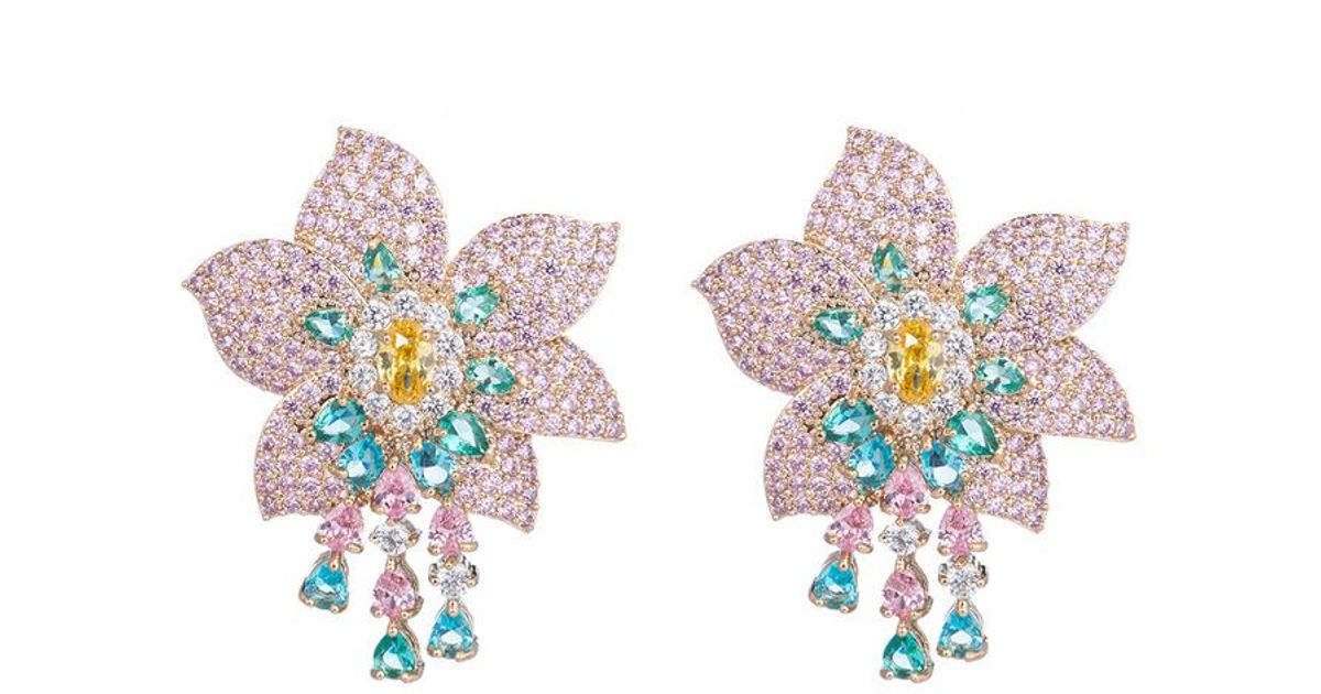 Eye Candy LA Luxe Collection Cindy Pink Cubic Zirconia Crystal Flower ...