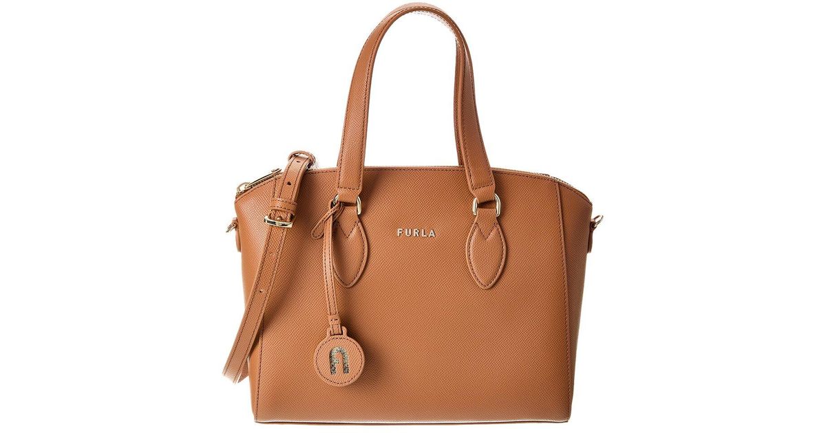 Furla Minerva Small Leather Satchel in Brown | Lyst