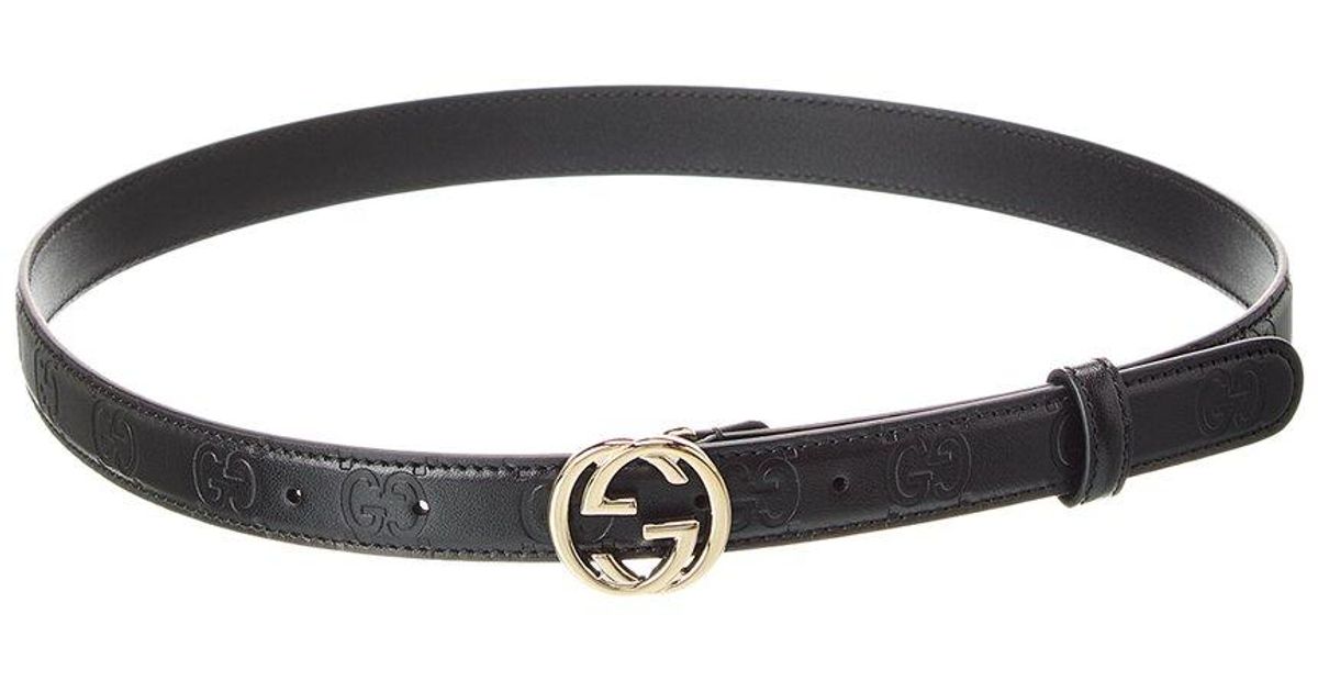 Gucci Interlocking G Leather Belt in Black | Lyst