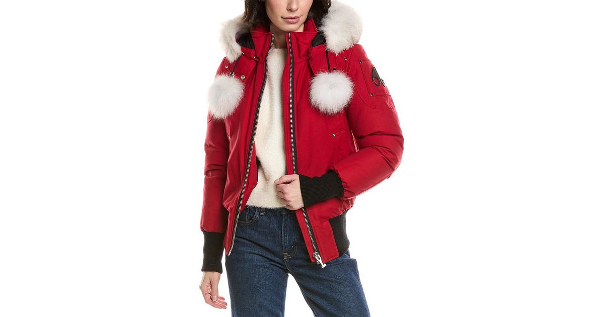 Moose Knuckles Original Debbie Bomber Jacket in Red | Lyst