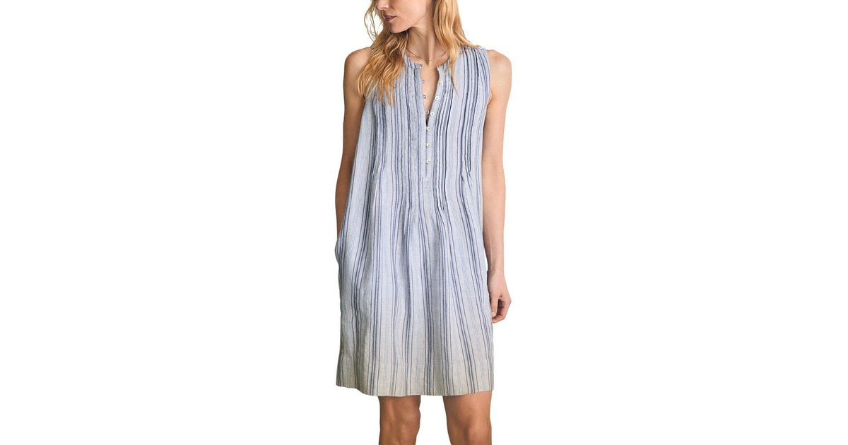 Faherty Isha Linen-Blend Dress in Blue | Lyst