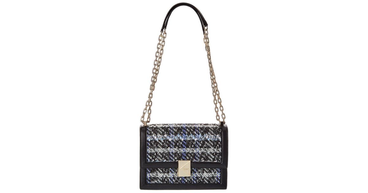 Kate Spade Deco Plaid Tweed Chain Shoulder Bag in White | Lyst