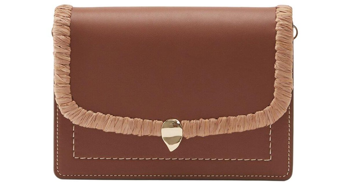 Helen Kaminski Dauphine Raffia & Leather Crossbody in Brown | Lyst