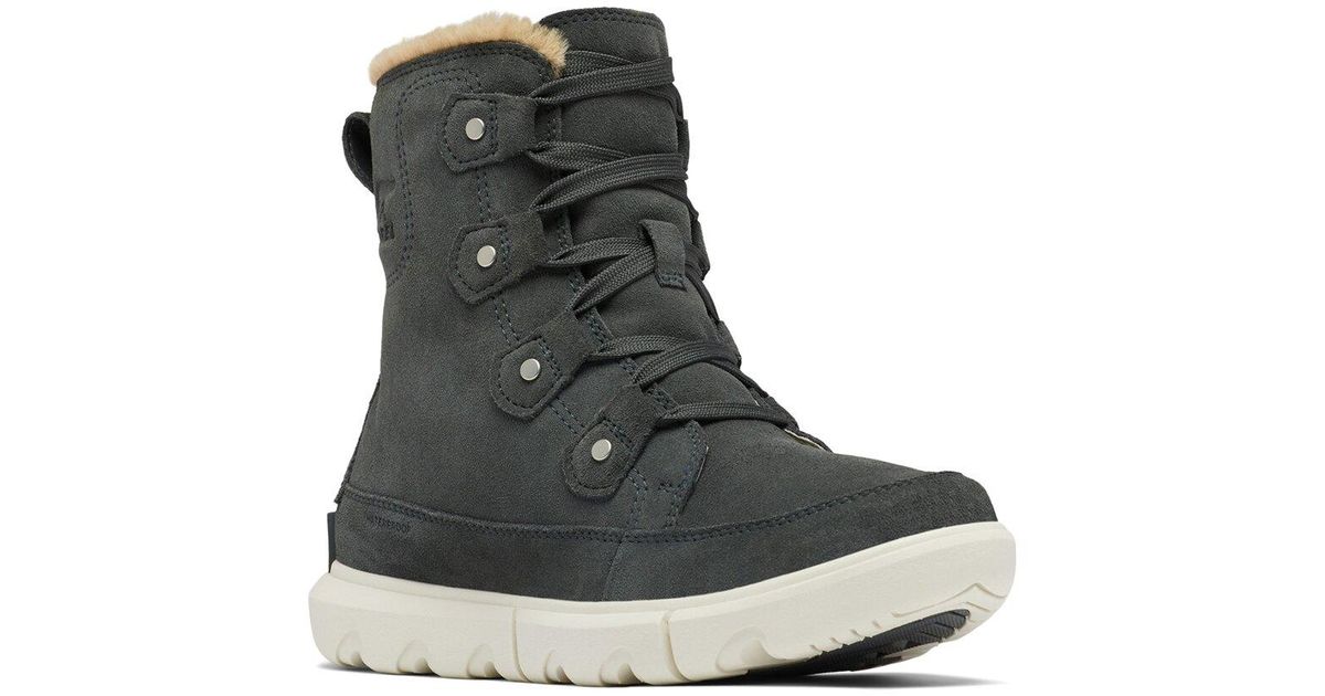 Sorel Explorer Next Joan Weatherproof Suede Boot in Black | Lyst