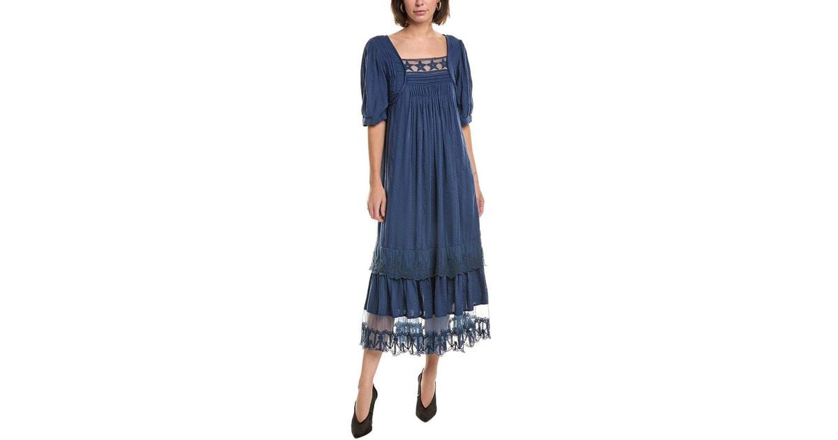 Free People Calder Midi Dress in Blue | Lyst