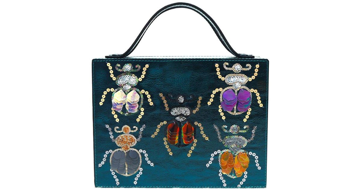 Simitri Bedazzled Beetle Briefcase Bag in Blue | Lyst UK