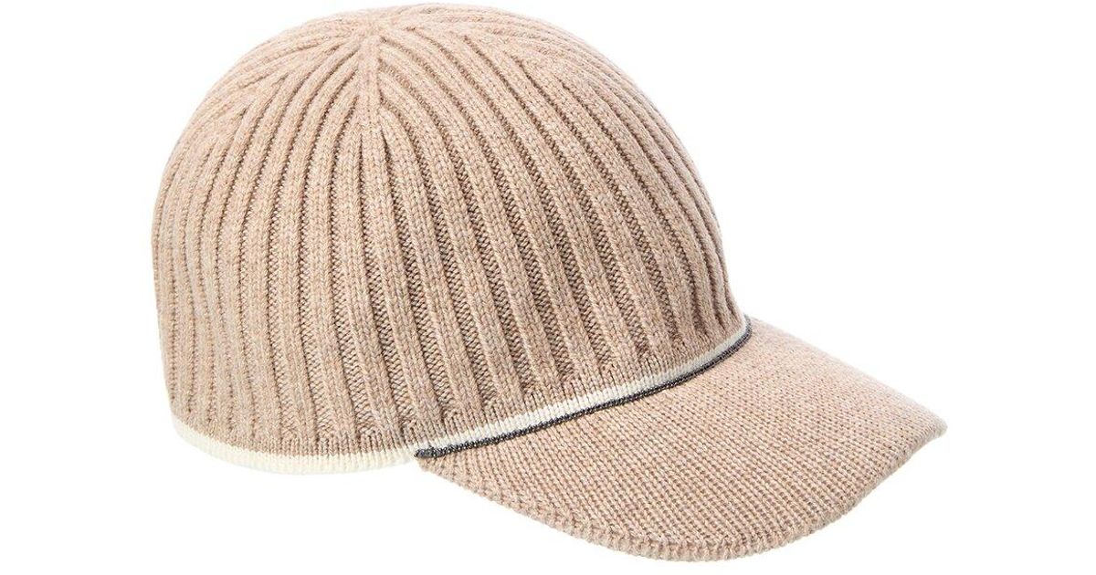 Brunello Cucinelli Wool, Cashmere & Silk-Blend Hat in Natural | Lyst UK