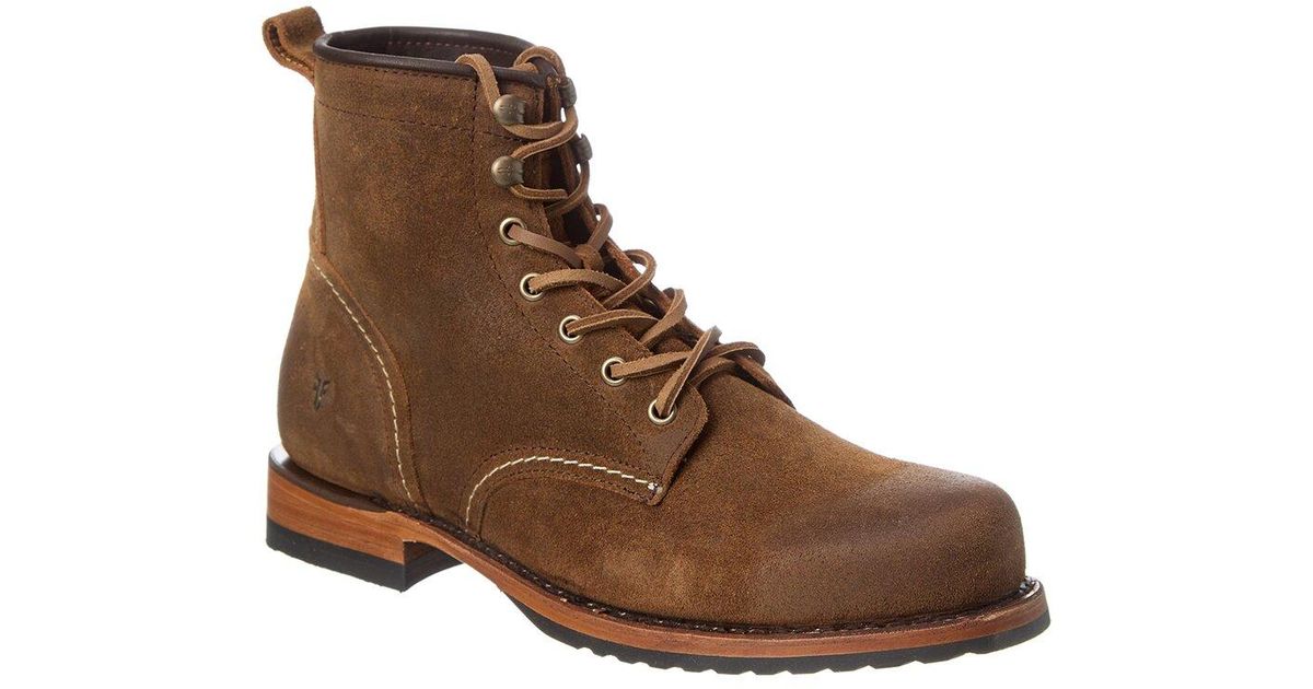 Frye Hudson Plain Toe Leather Work Boot in Brown for Men | Lyst