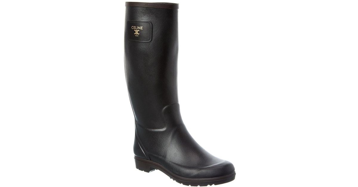 Celine Rubber Rain Boot in Black | Lyst