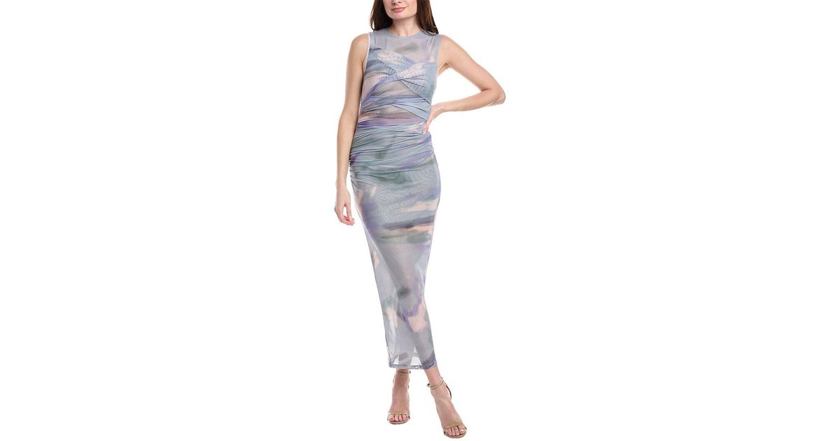 Misha Zoey Mesh Gown in Blue | Lyst