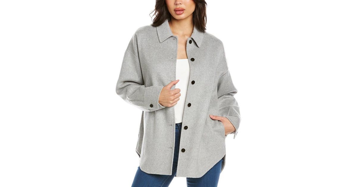 Theory Oversized Wool & Cashmere-blend Shirt Jacket in Gray | Lyst