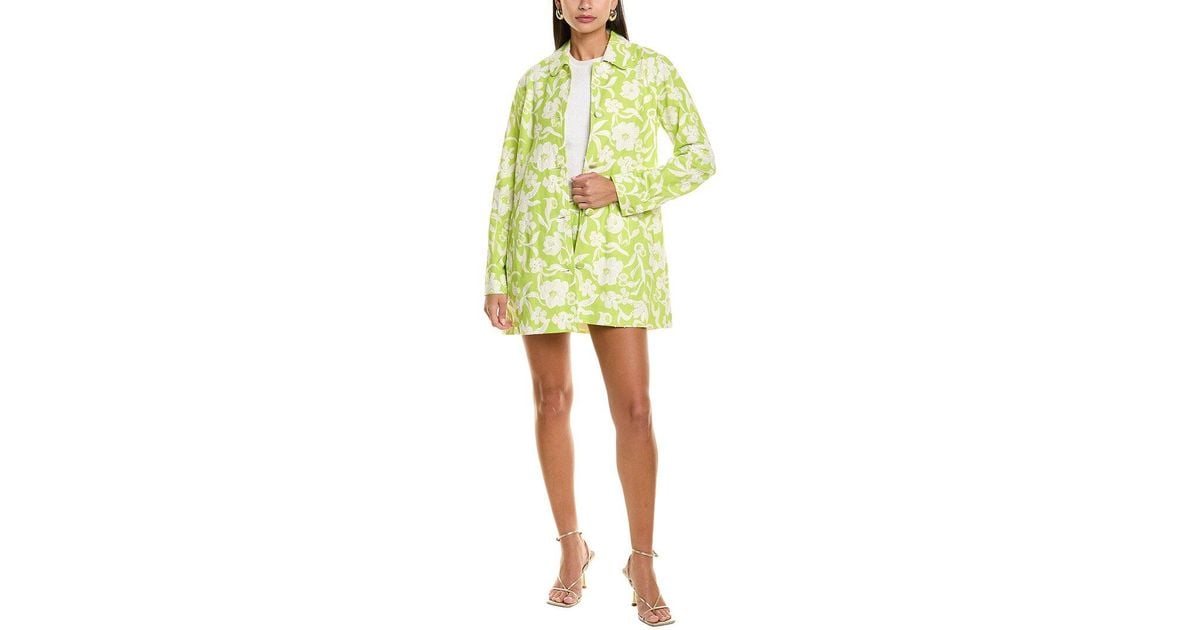 FLORA BEA NYC Alanna Linen-Blend Coat in Yellow | Lyst