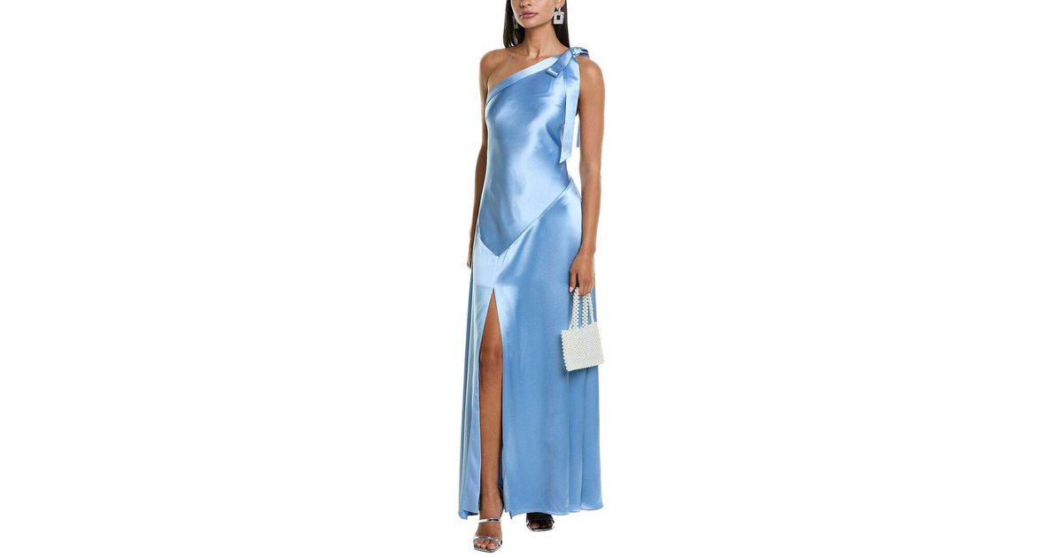 MILLY Eleni Satin Maxi Dress in Blue | Lyst