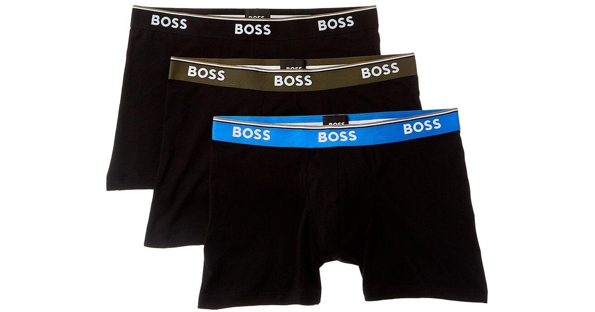BOSS 3Pk Power Boxer Brief in Black for Men | Lyst UK