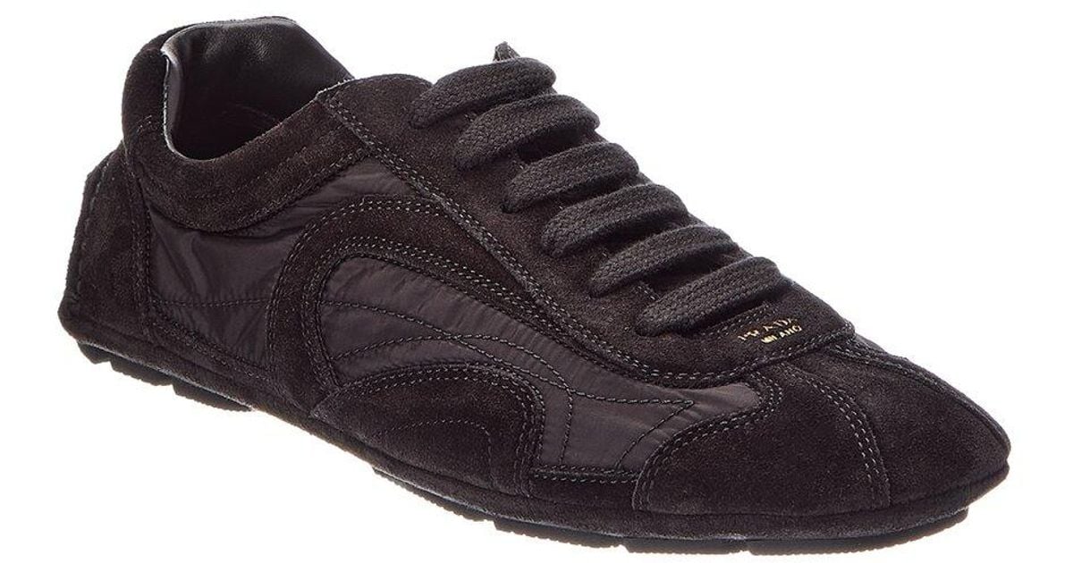 Prada Montecarlo Re-Edition Suede & Nylon Sneaker in Brown | Lyst UK