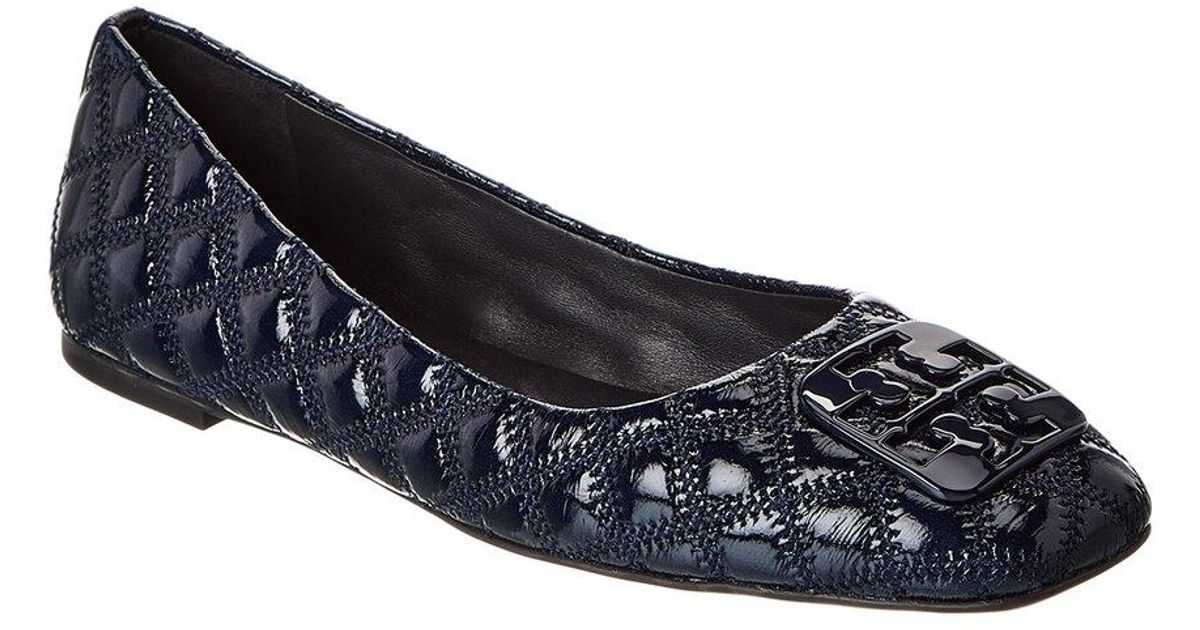 Tory Burch Georgia Quilted Patent Ballet Flat in Blue | Lyst