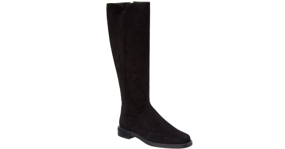Stuart Weitzman Suede Knee-High Riding Boot in Black | Lyst UK