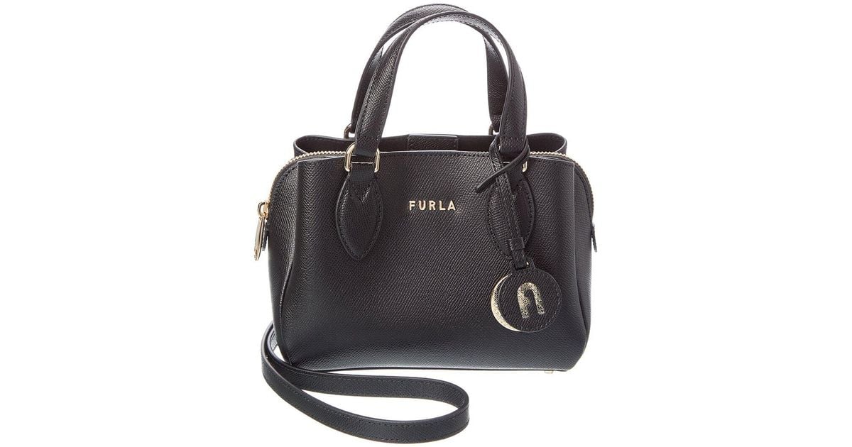 Furla Minerva Xl Leather Mini Leather Tote in Black | Lyst